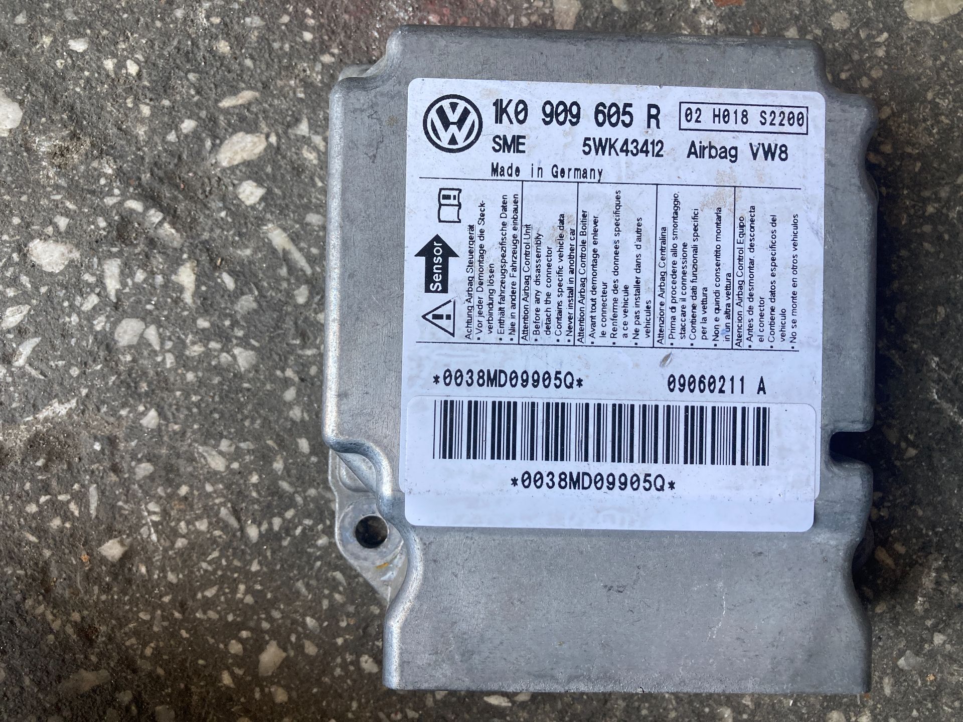 250254-ΕΓΚΕΦΑΛΟΣ-ΜΟΝΑΔΑ ΕΛΕΓΧΟΥ ΑΕΡΟΣΑΚΩΝ-AIRBAG VW/ AUDI/ SEAT/ SKODA ...